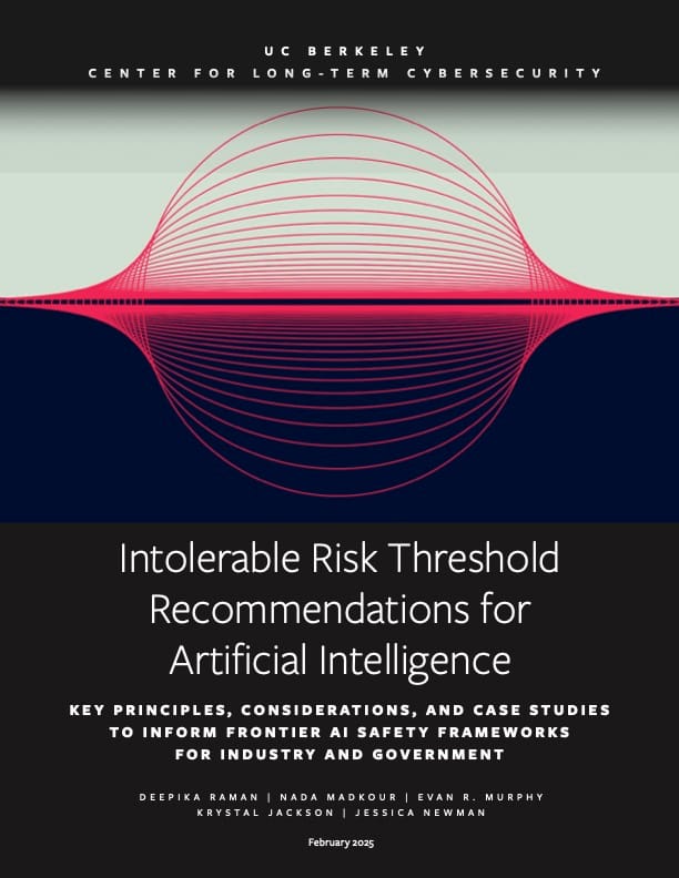 Intolerable Risk Threshold Recommendations for Artificial Intelligence