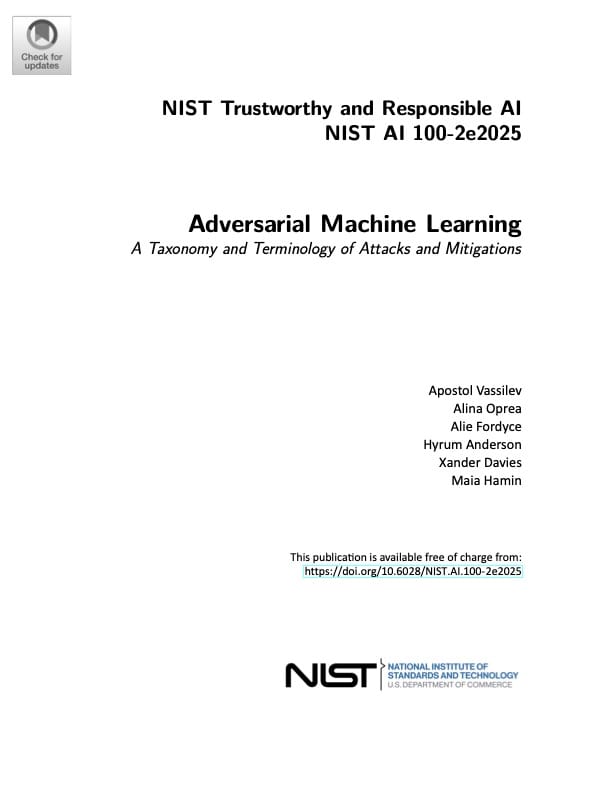 Nist Adversarial Machine Learning A Taxonomy And Terminology Of Attacks And Mitigations