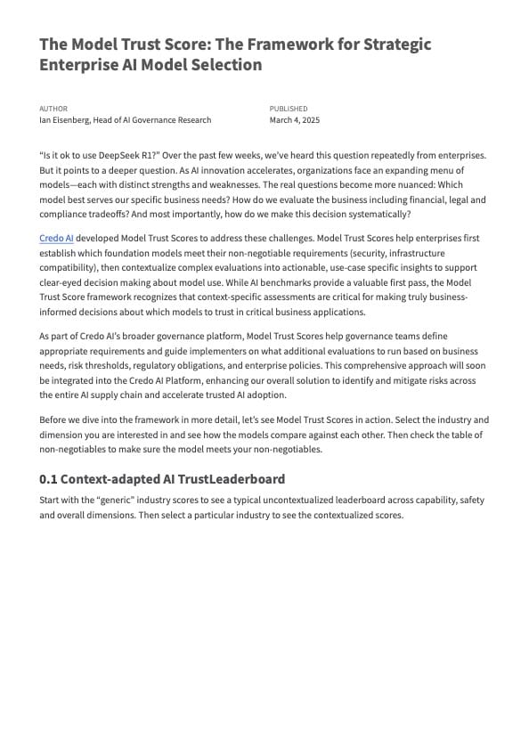 The Model Trust Score The Framework For Strategic Enterprise Ai Model