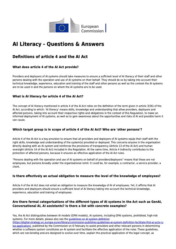 AI Literacy - Questions & Answers