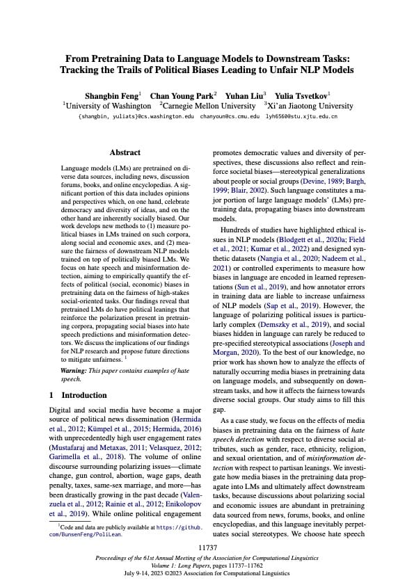 From Pretraining Data to Language Models to Downstream Tasks: Tracking the Trails of Political ...