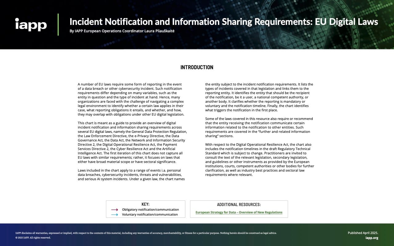Incident Notification and Information Sharing Requirements: EU Digital Laws