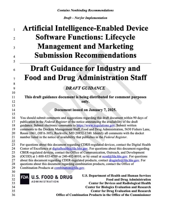 Artificial Intelligence-Enabled Device Software Functions- Lifecycle ...